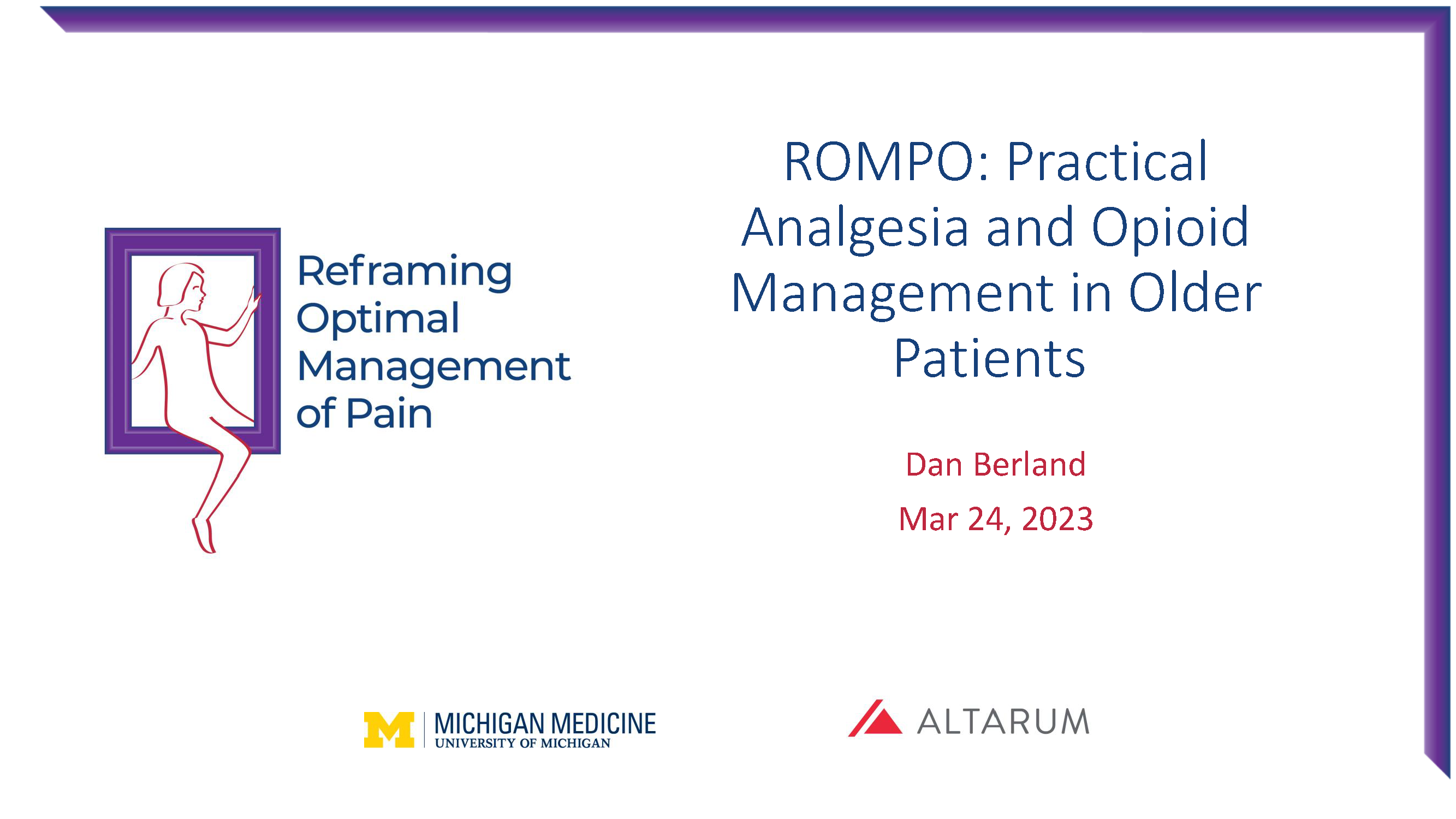 ROMPO (Reframing Optimal Management of Pain and Opioids in Older Adults)